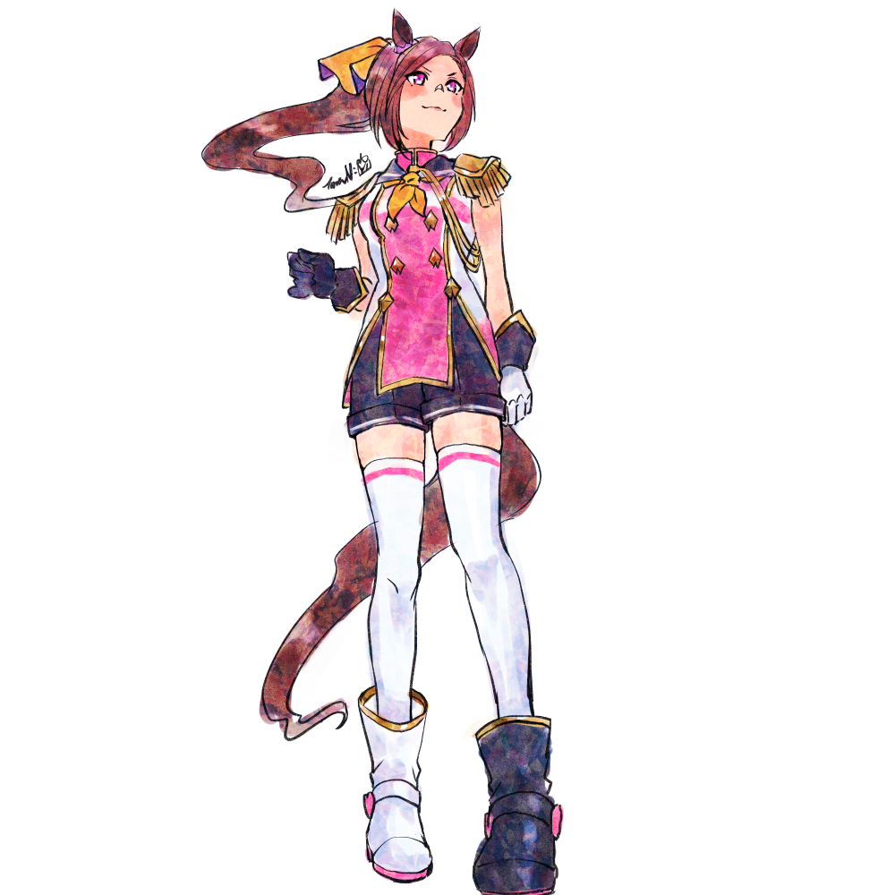 The Big ImageBoard (TBIB) - 1girl arm at side artist logo ascot asymmetrical footwear ...