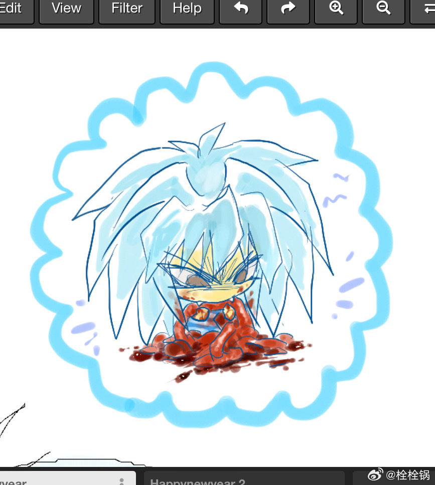 The Big ImageBoard (TBIB) - 1boy art program in frame blood blood on face blue hair brown eyes ...