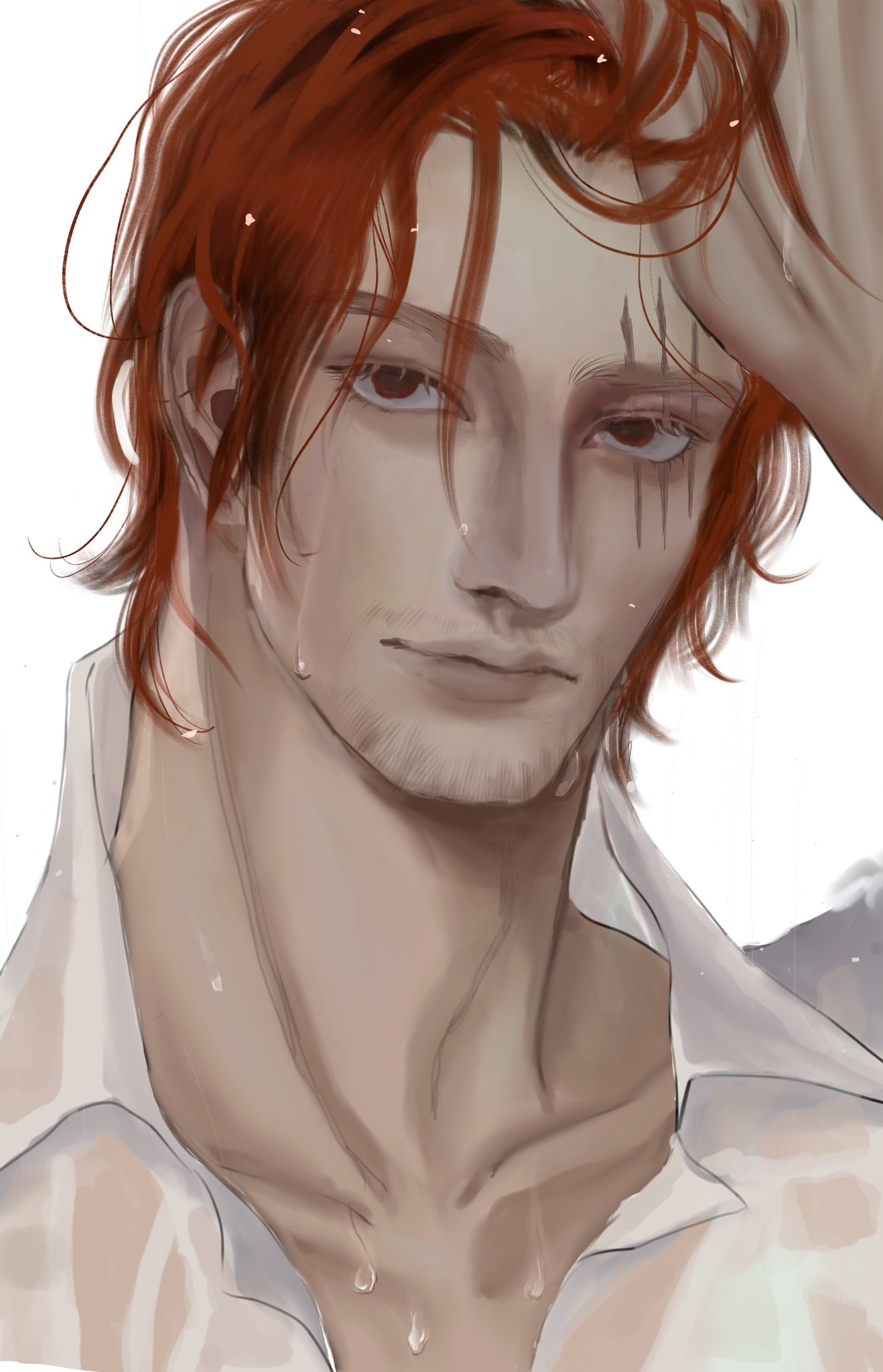 The Big ImageBoard (TBIB) - 1boy beard stubble close-up closed mouth collared shirt commentary ...