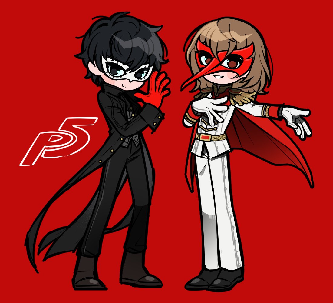 The Big ImageBoard (TBIB) - 2boys akechi gorou amamiya ren bird mask black eyes black footwear ...
