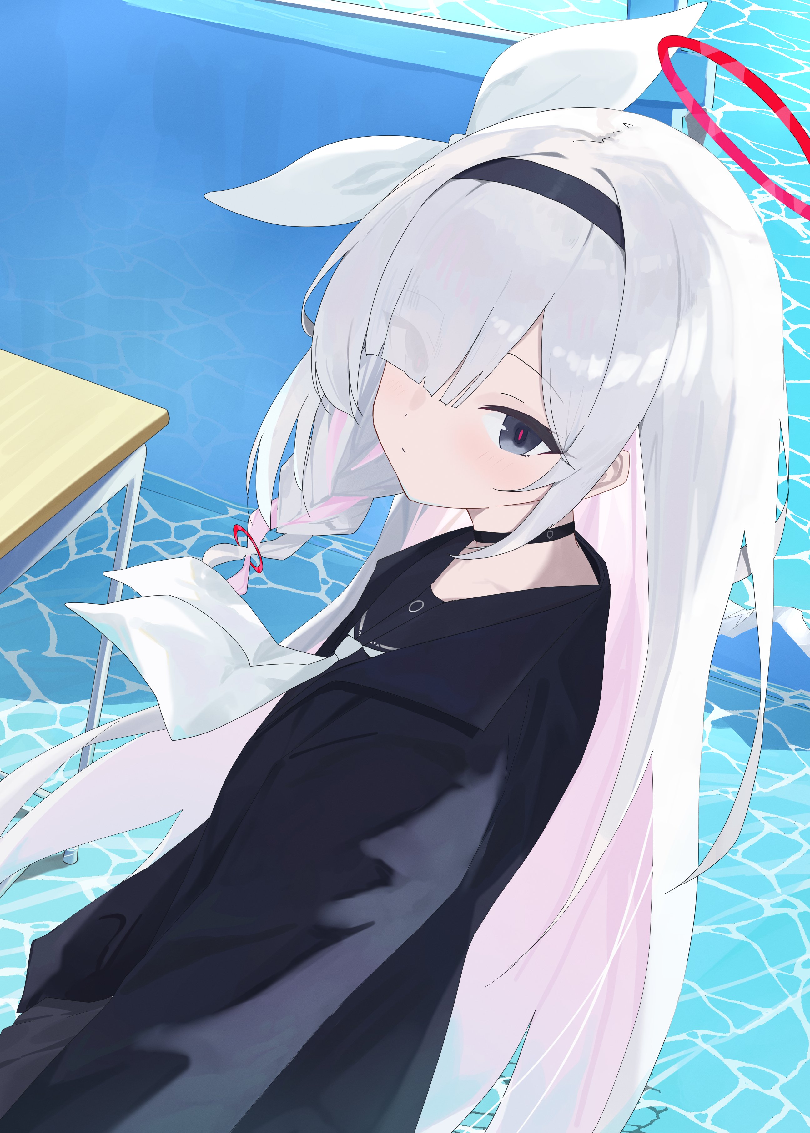 The Big ImageBoard (TBIB) - absurdres black choker black coat black eyes black hairband black ...