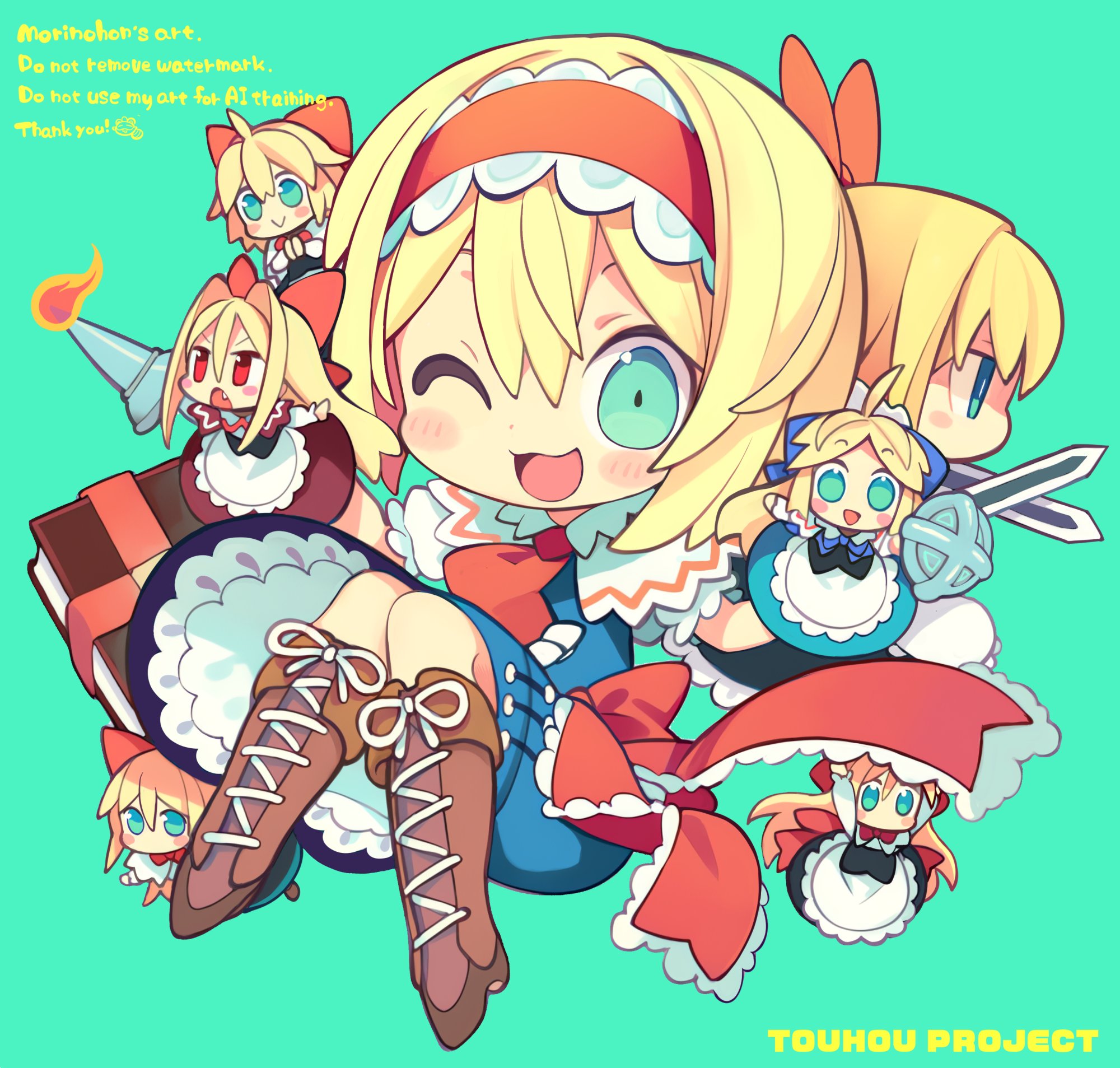 The Big ImageBoard (TBIB) - 6+girls :> :3 alice margatroid ascot blonde hair blue dress blush ...