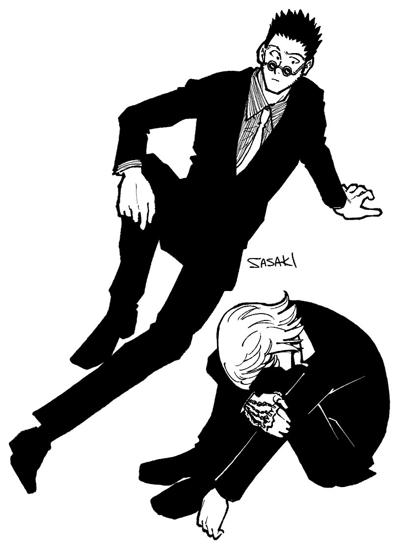 The Big ImageBoard (TBIB) - 2boys black hair black suit chain full body ...