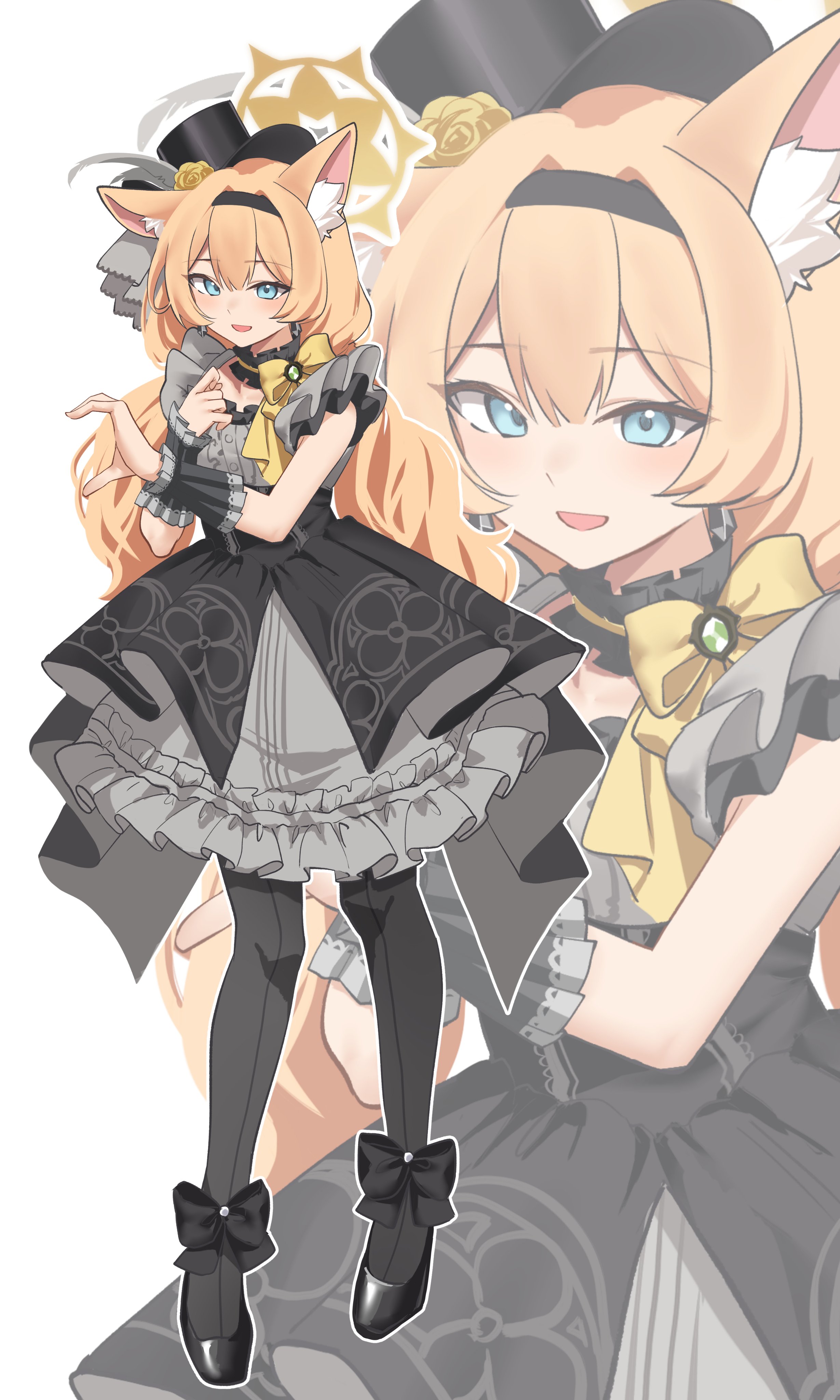 The Big ImageBoard (TBIB) - 1girl absurdres animal ears black dress black pantyhose blue archive ...