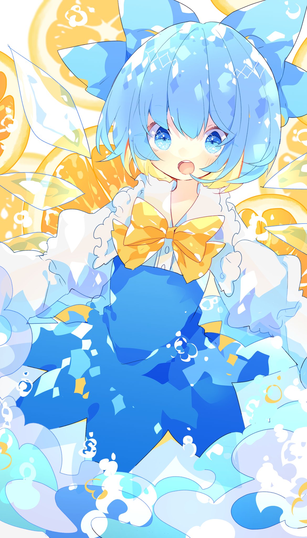 The Big ImageBoard (TBIB) - 1girl blue bow blue dress blue eyes blue hair bow bowtie cirno ...