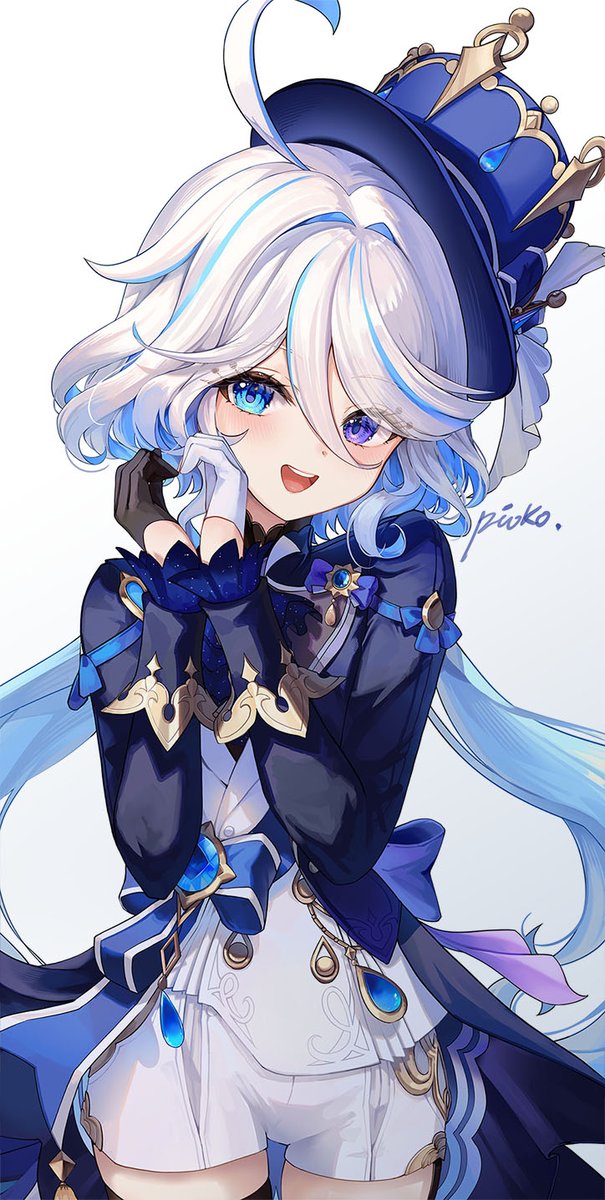 The Big ImageBoard (TBIB) - 1girl asymmetrical gloves black gloves blue eyes blue gemstone blue ...