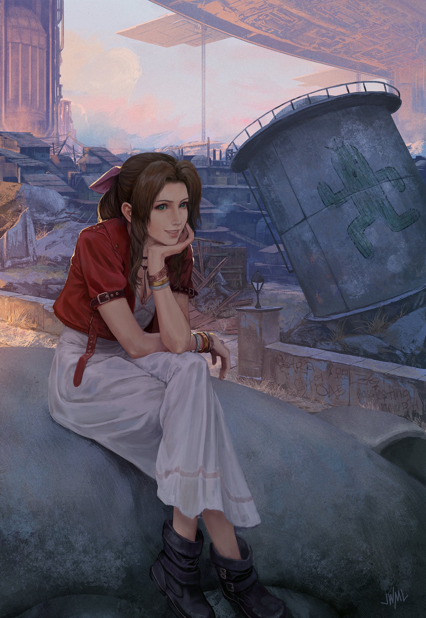 The Big ImageBoard (TBIB) - 1girl aerith gainsborough bow bracelet ...