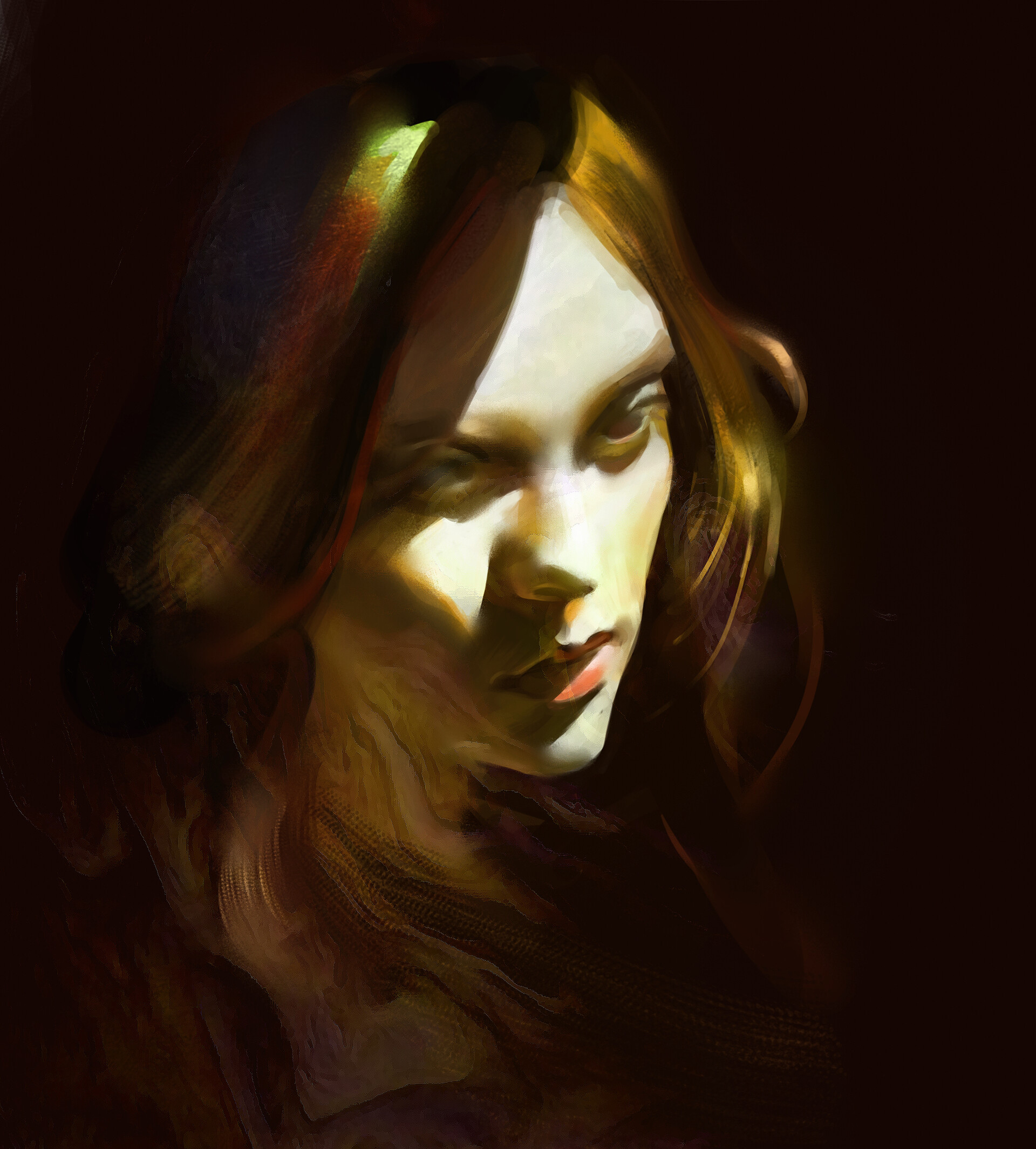 The Big ImageBoard (TBIB) - 1girl abstract art study black background brown eyes brown hair ...