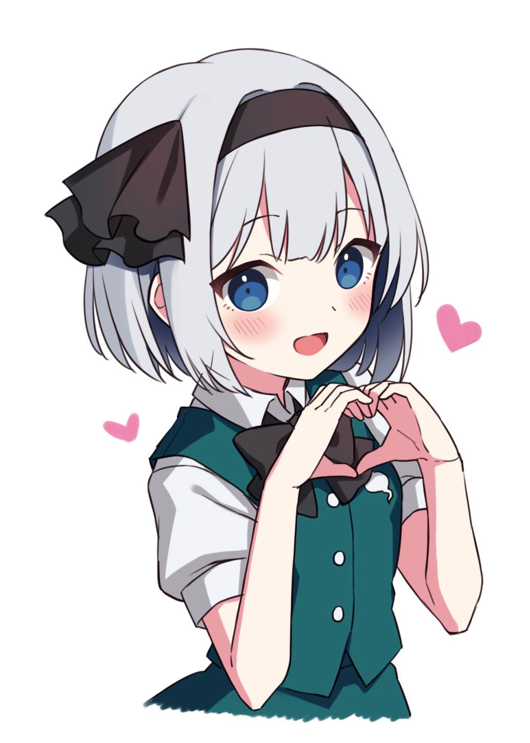 The Big ImageBoard (TBIB) - 1girl :d black bow black bowtie black hairband blue eyes blush bob ...
