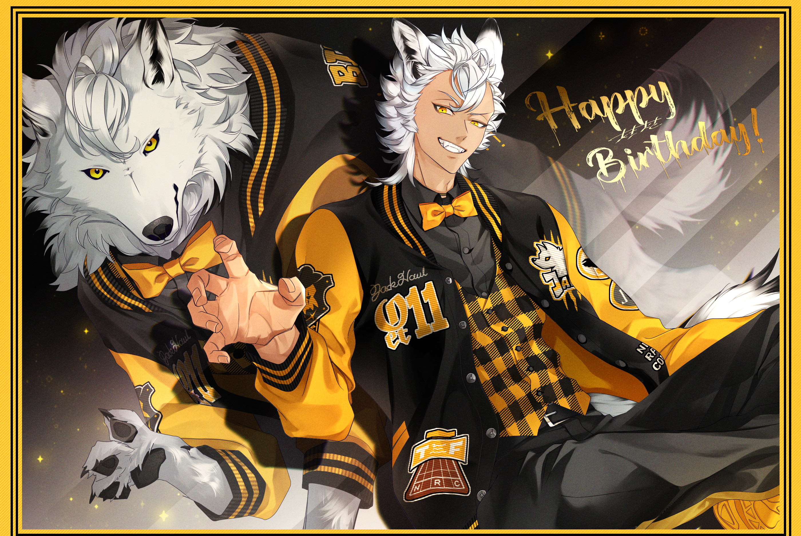 The Big ImageBoard (TBIB) - 1boy 44sann animal animal ears animalization black background black ...