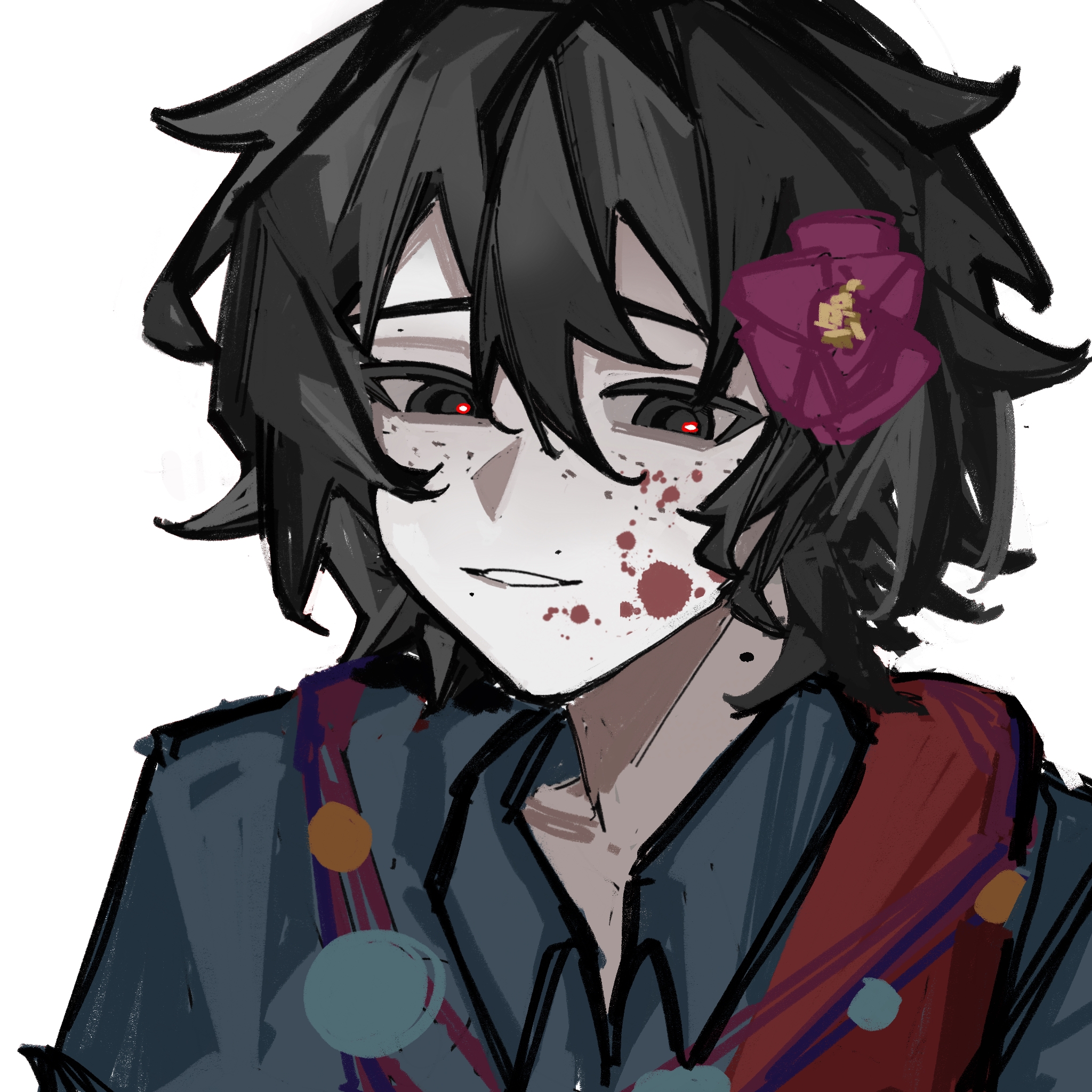 The Big ImageBoard (TBIB) - 1boy black eyes black hair blood blood on face blue shirt chinese ...