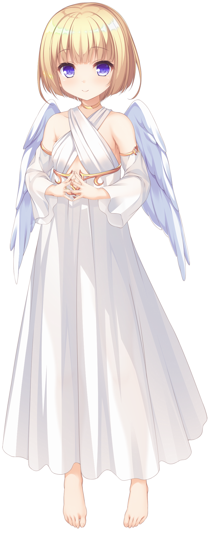 The Big Imageboard Tbib 1girl Angel Wings Barefoot Blonde Hair Blue
