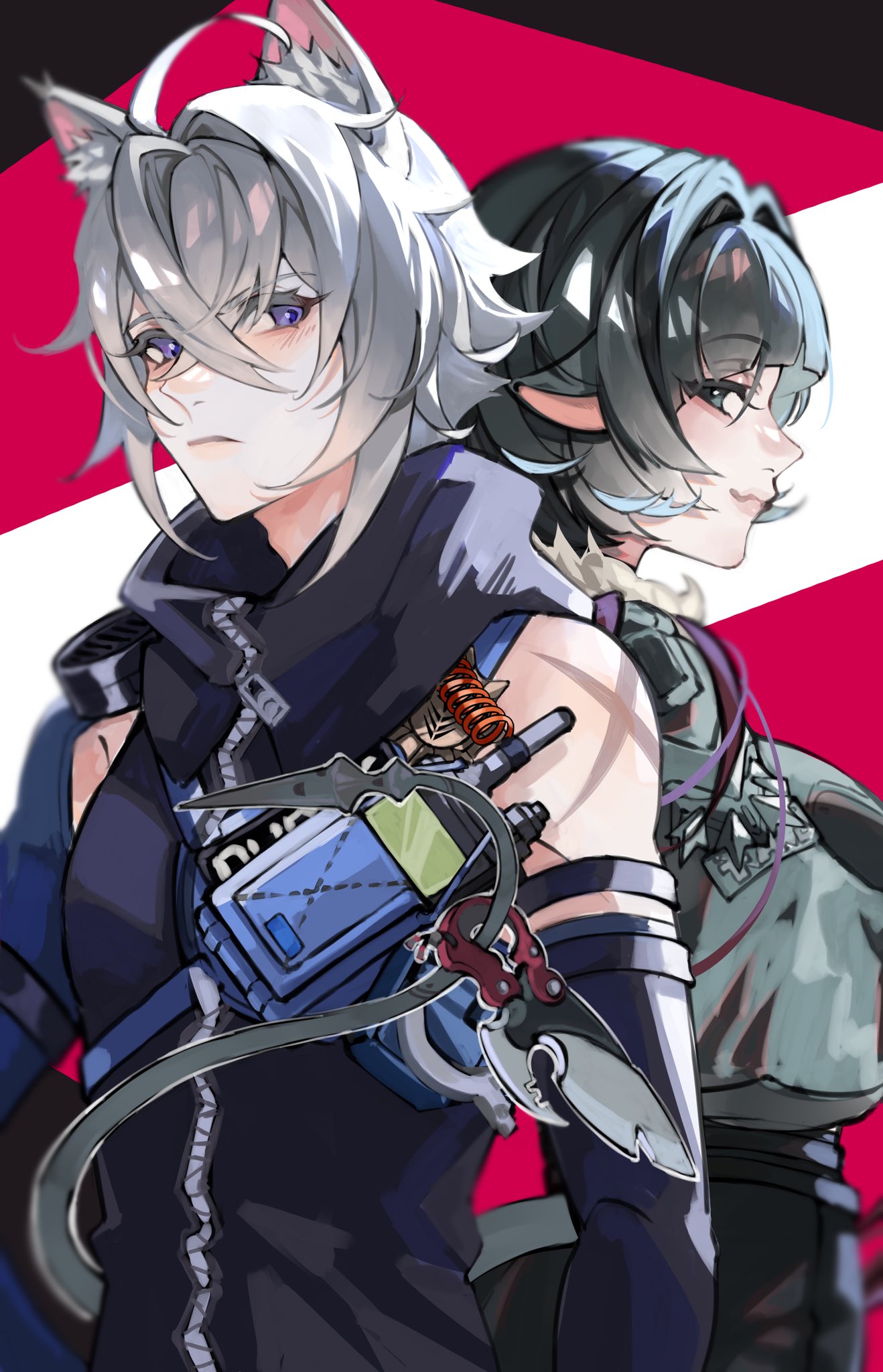 The Big ImageBoard (TBIB) - 1boy 1girl black hair blunt bangs blush cat ...