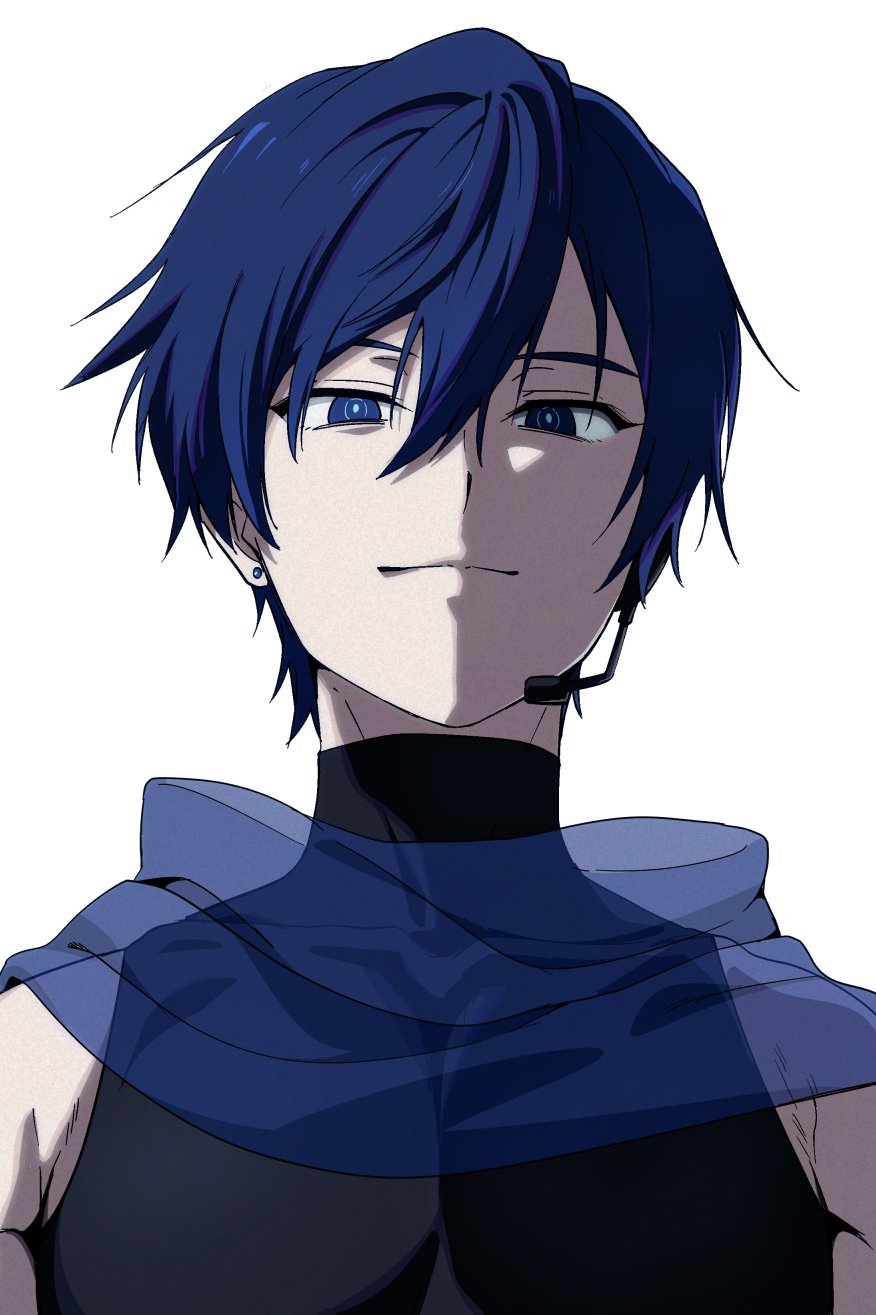 The Big ImageBoard (TBIB) - 1boy black shirt blue eyes blue hair blue ...