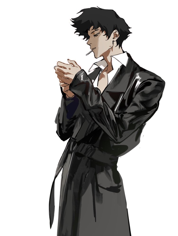 The Big ImageBoard (TBIB) - 1boy 3367e arms up belt black belt black coat black hair brown eyes ...