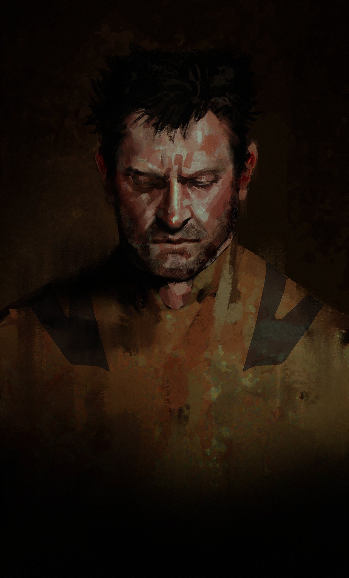 The Big ImageBoard (TBIB) - 1boy beard black hair brown background closed eyes closed mouth ...