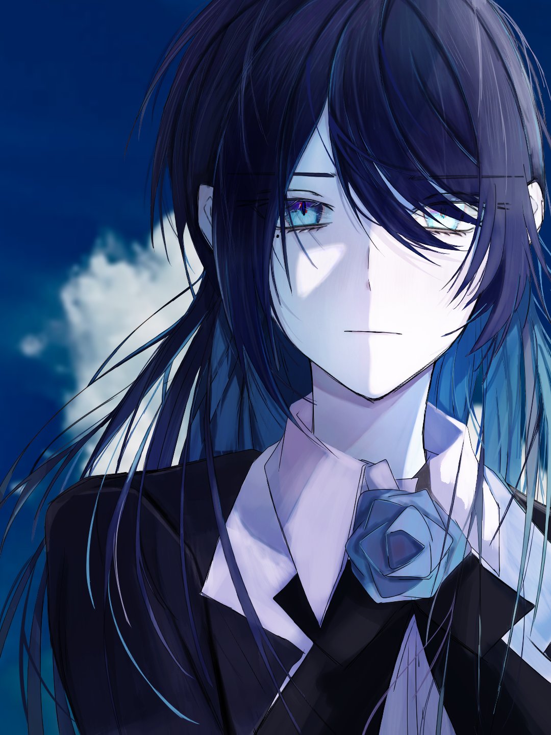 The Big ImageBoard (TBIB) - 1girl ado (utaite) black bow black bowtie blue eyes blue flower blue ...