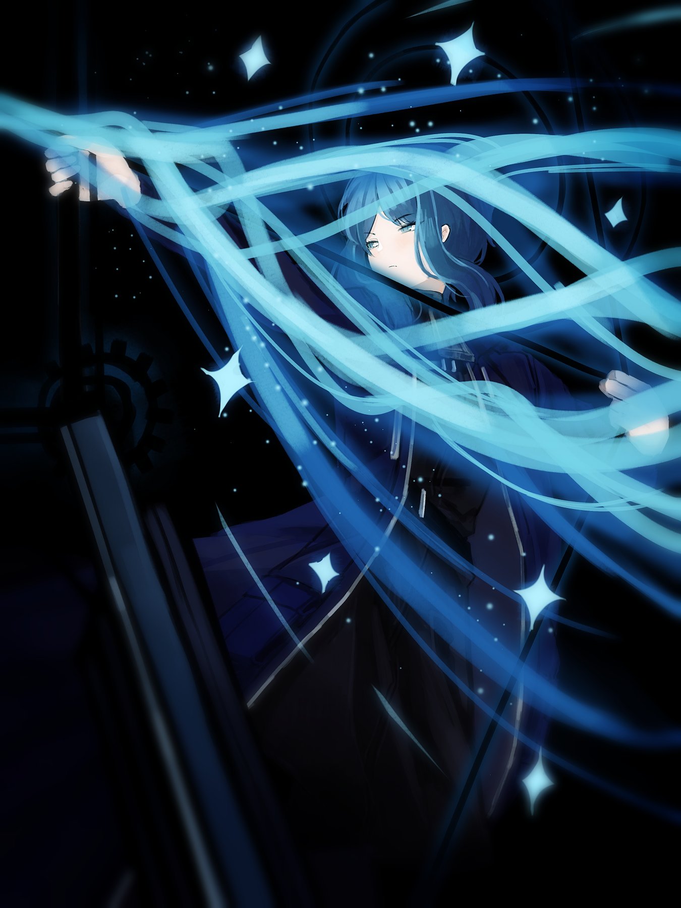 The Big ImageBoard (TBIB) - 1girl arrow (projectile) attack bari (project moon) black background ...