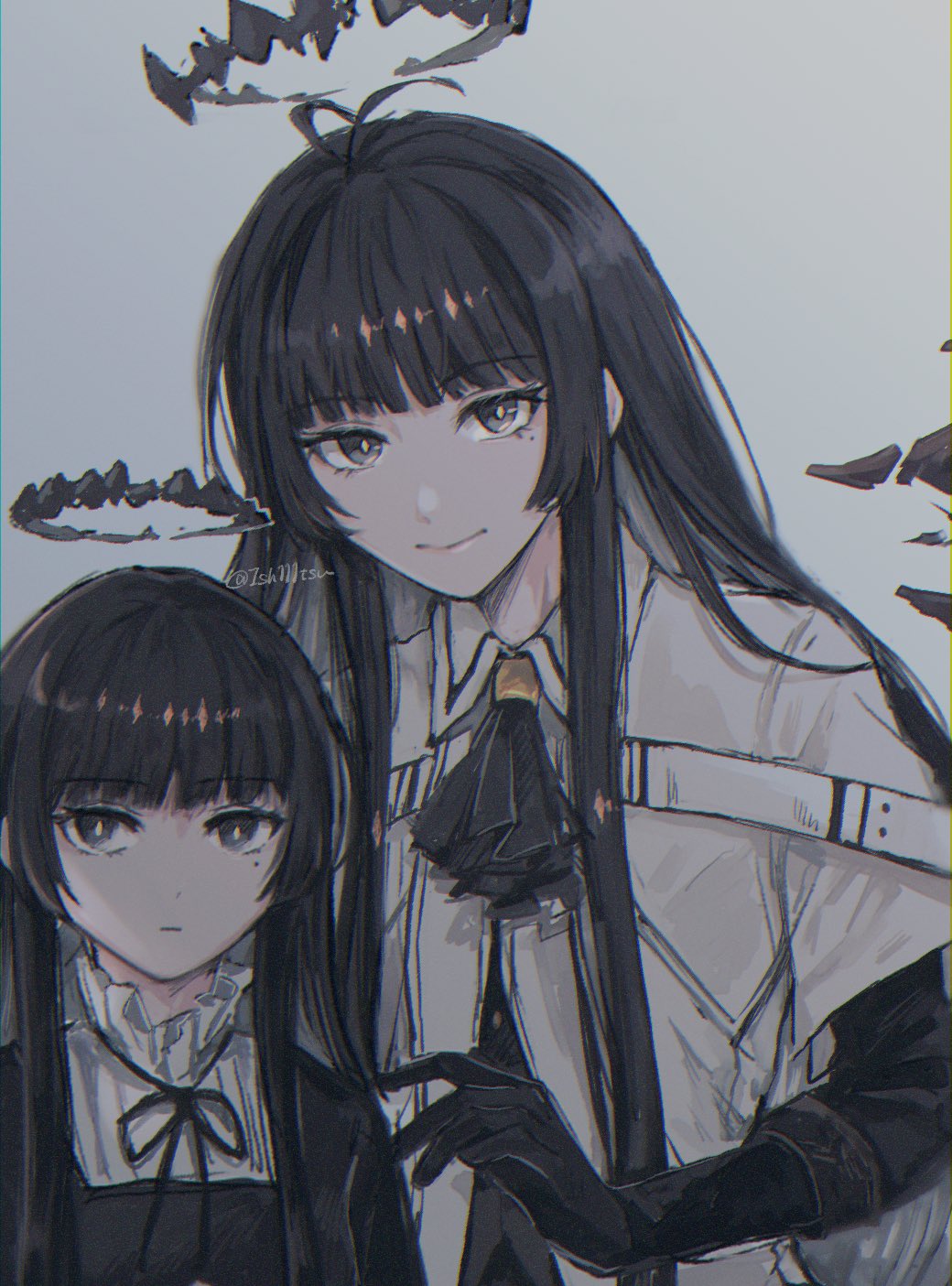 The Big Imageboard Tbib 2girls Aged Down Arknights Ascot Black