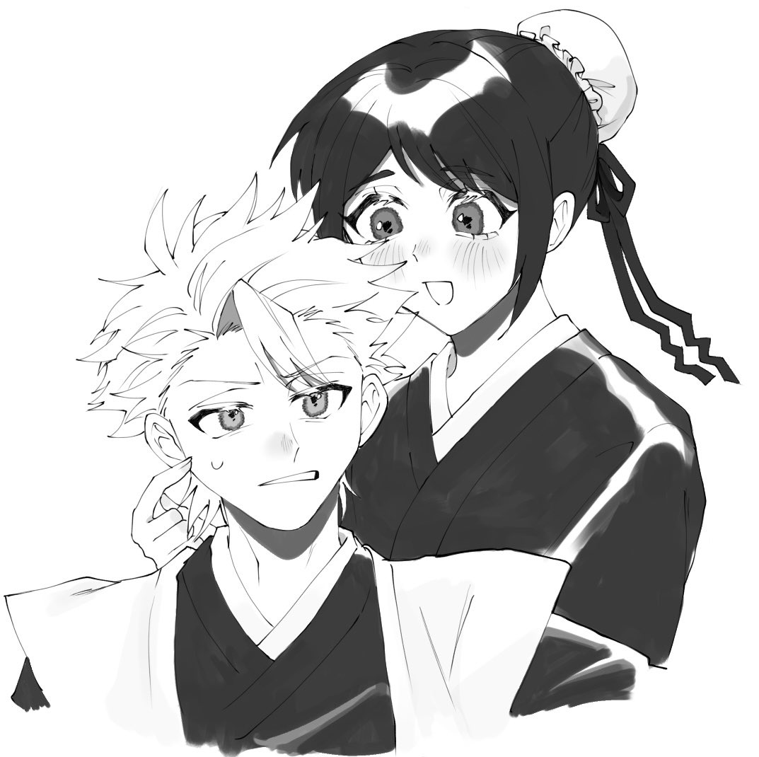 The Big ImageBoard (TBIB) - bleach blush cheek pinching hair bun hand ...