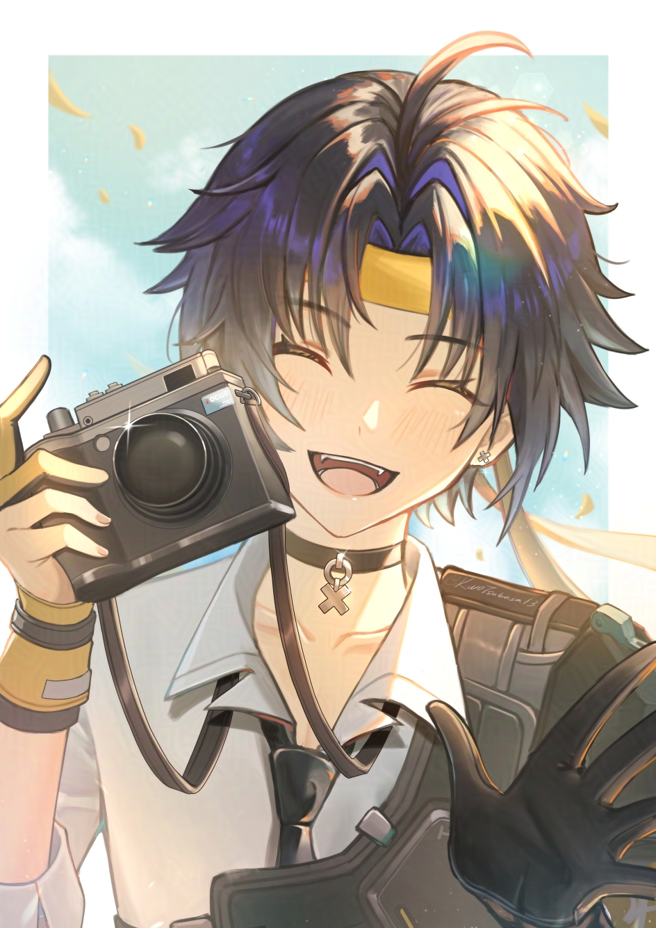 The Big ImageBoard (TBIB) - 1boy ahoge asaba harumasa bandana bishounen black choker black ...