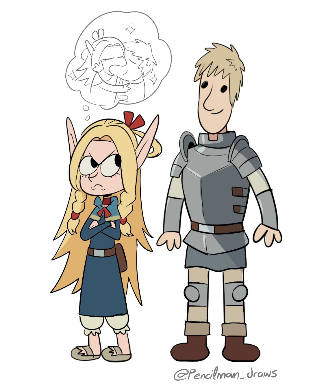 The Big ImageBoard (TBIB) - 1boy 1girl armor blonde hair braid choker closed eyes crossed arms ...