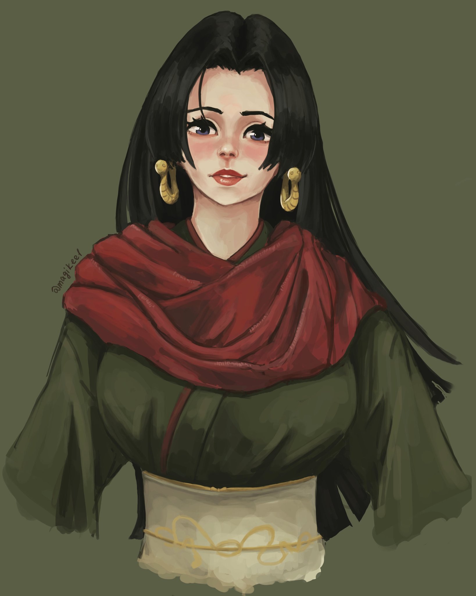 The Big ImageBoard (TBIB) - 1girl black hair blue eyes blush boa hancock commentary earrings ...