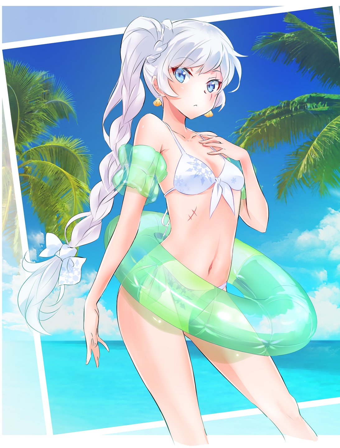 The Big ImageBoard (TBIB) - 1girl beach bikini blue eyes braid braided ponytail breasts cleavage ...