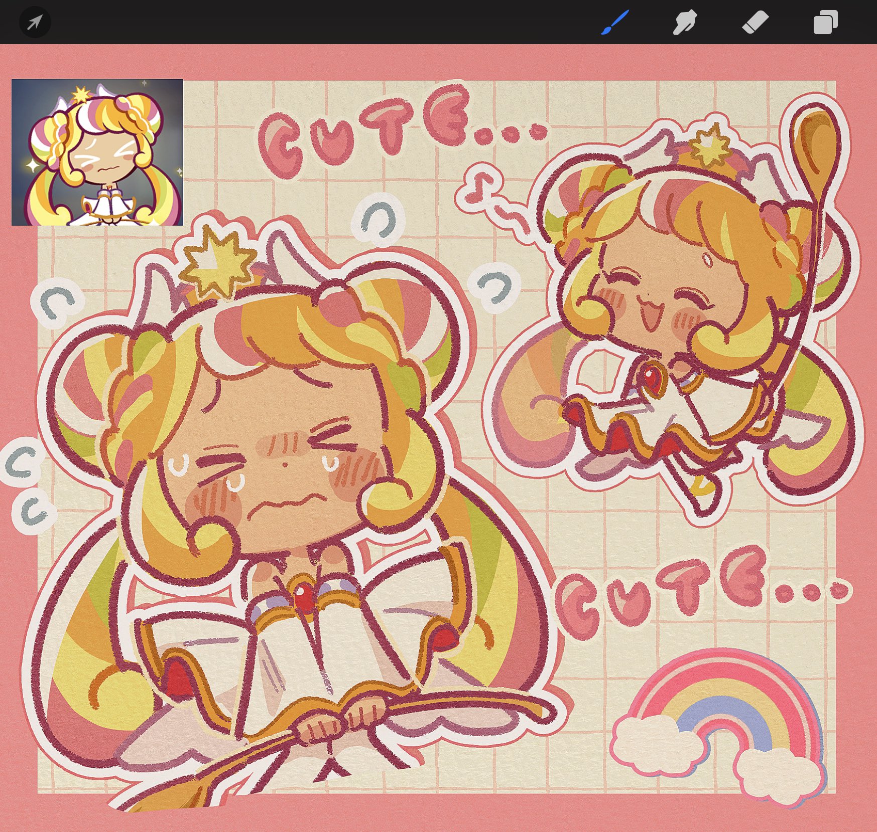 The Big ImageBoard (TBIB) - 1girl blonde hair chibi chibi only cookie ...