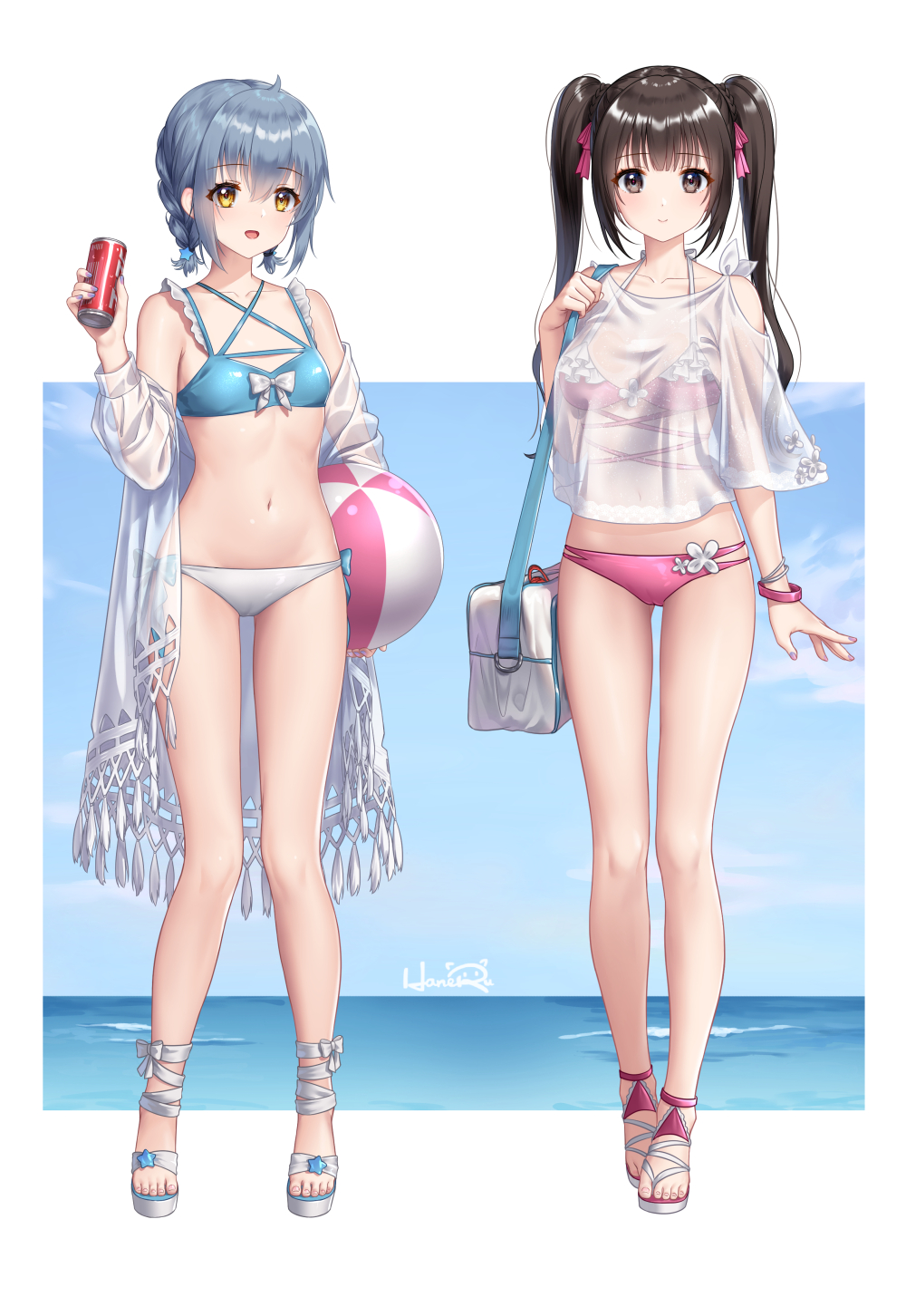The Big ImageBoard (TBIB) - 2girls bag bare shoulders bikini bikini under clothes black hair ...