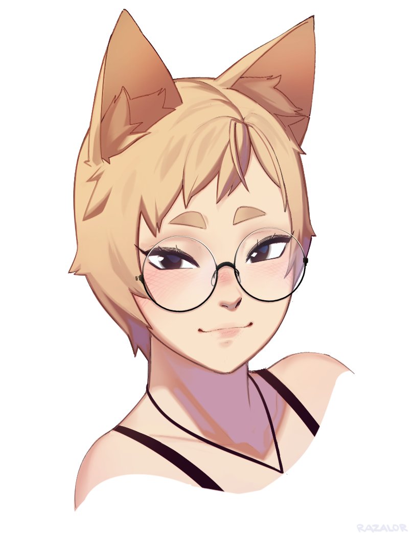 The Big ImageBoard (TBIB) - 1girl animal ear fluff animal ears bare shoulders blonde hair blush ...