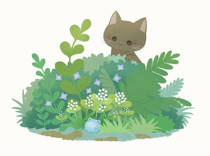 The Big ImageBoard (TBIB) - :3 ayu (mog) blush cat flower frog grass ...