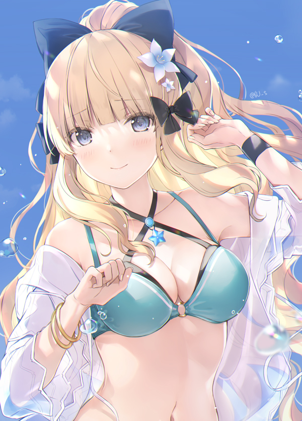 The Big Imageboard Tbib 1girl 6u Eternal Land Aqua Bikini Arm Up