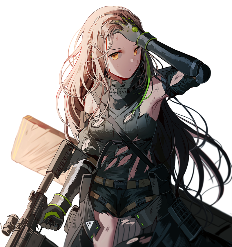 The Big ImageBoard (TBIB) - 1girl arm guards assault rifle bad id bad twitter id brown hair ...