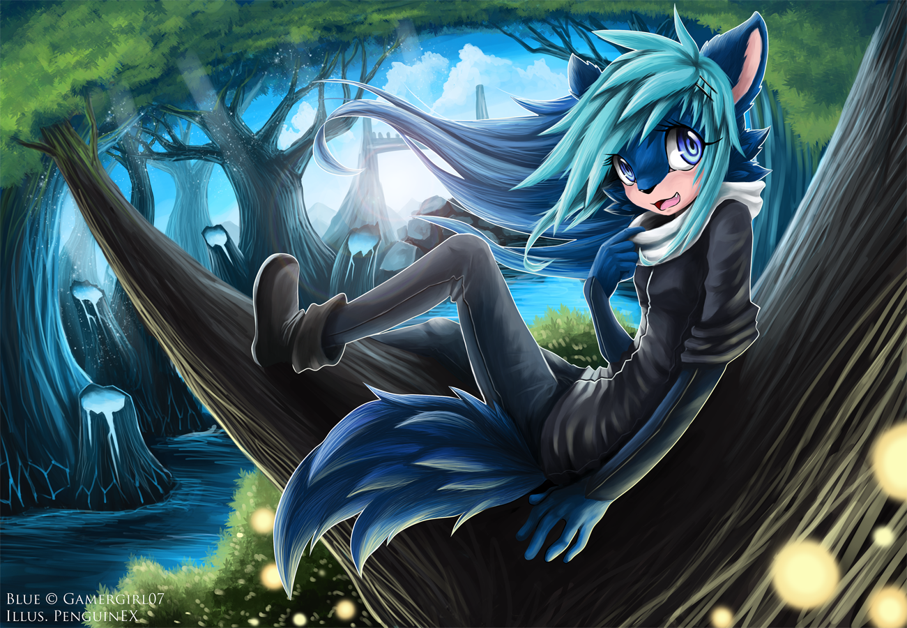 The Big ImageBoard (TBIB) - anthro artist name blue body blue eyes blue fur blue hair bottomwear ...
