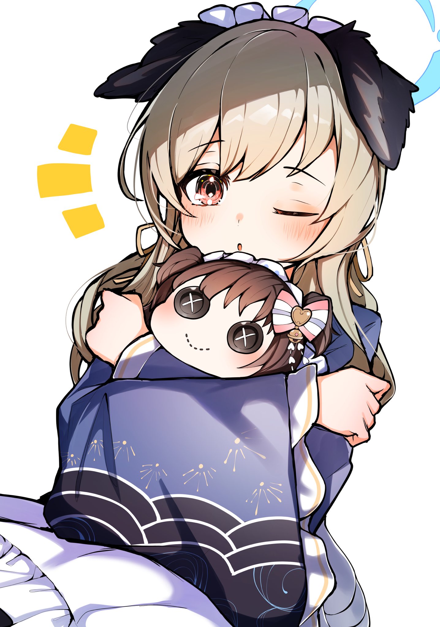 The Big ImageBoard (TBIB) - 1girl :o animal ears blue archive blue kimono blush brown eyes ...