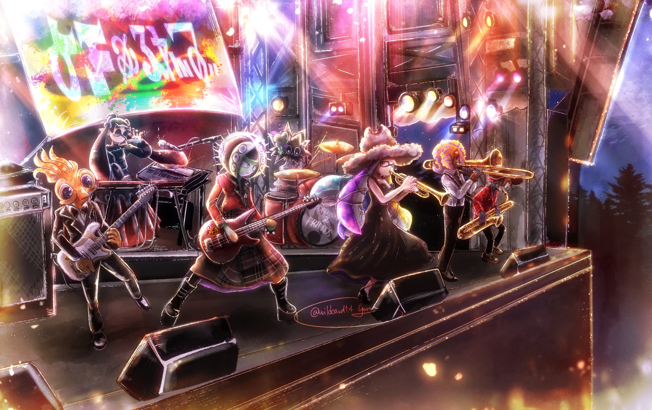 The Big ImageBoard (TBIB) - 1boy 6+girls aachin (splatoon) concert dark ...