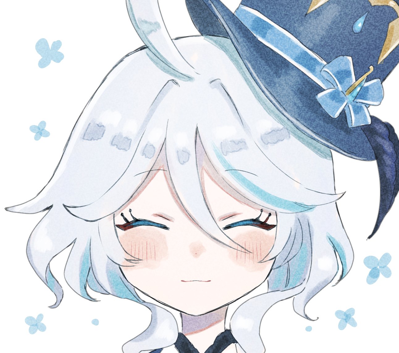 The Big ImageBoard (TBIB) - 1girl ^ ^ ahoge blue hair blue hat blush ...