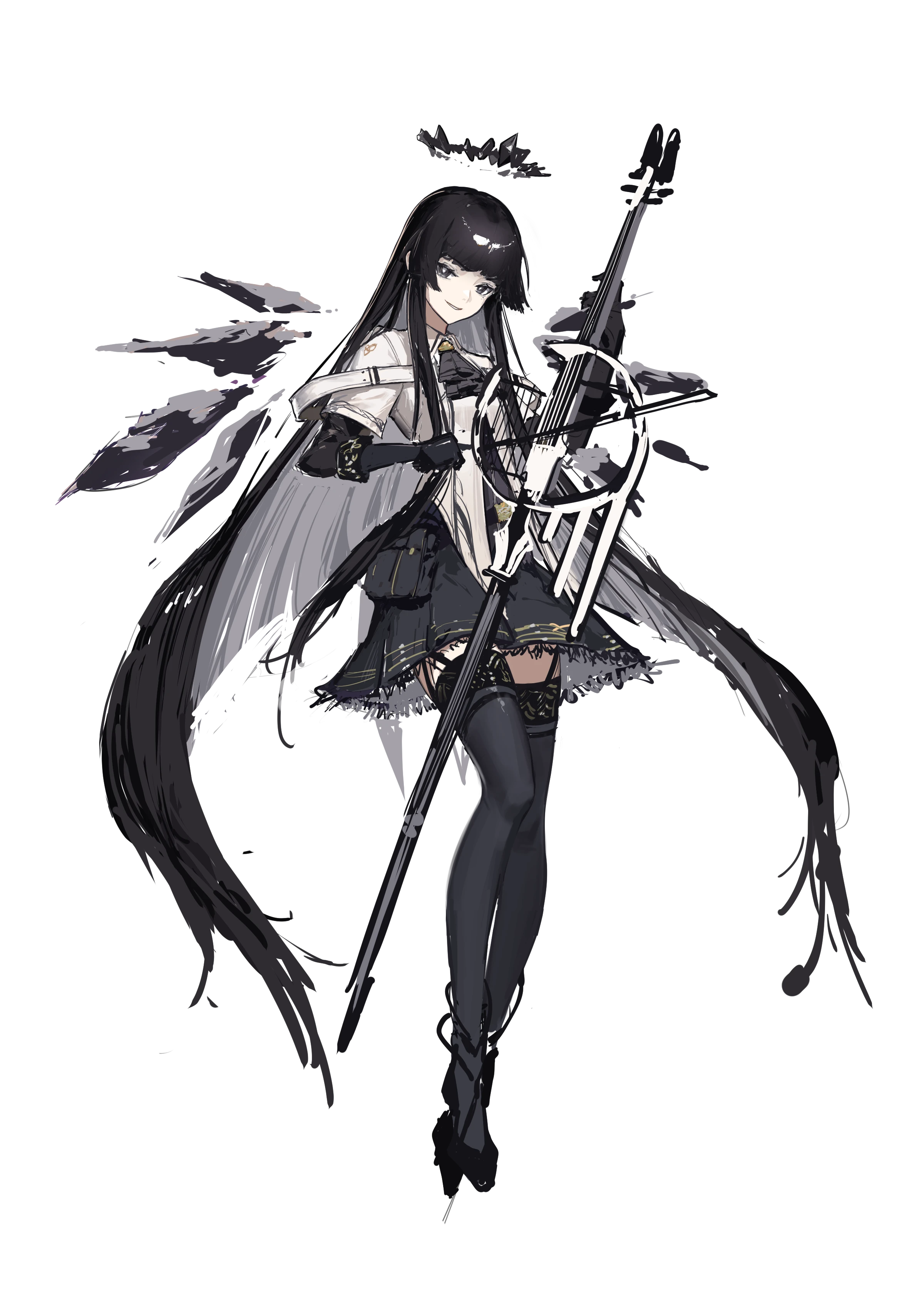 The Big ImageBoard (TBIB) - 1girl absurdres arknights ascot black ascot black gloves black hair ...