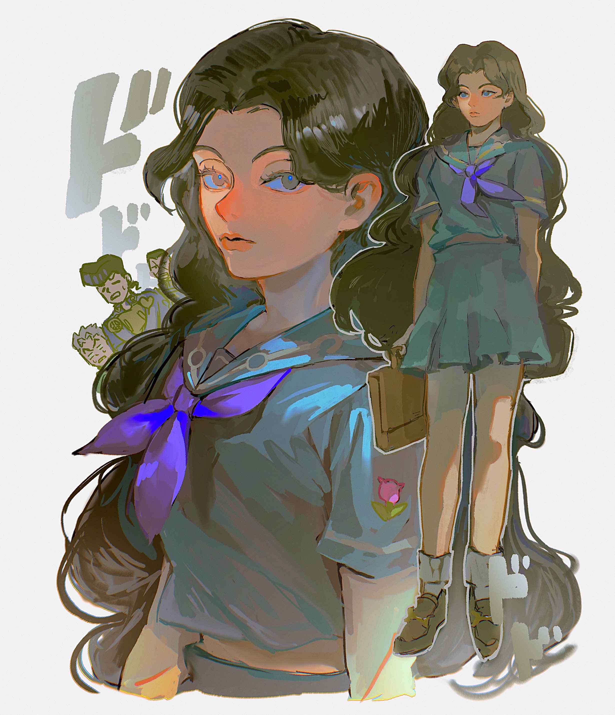 The Big ImageBoard (TBIB) - 1girl 3boys absurdres bag black hair brown footwear closed mouth ...