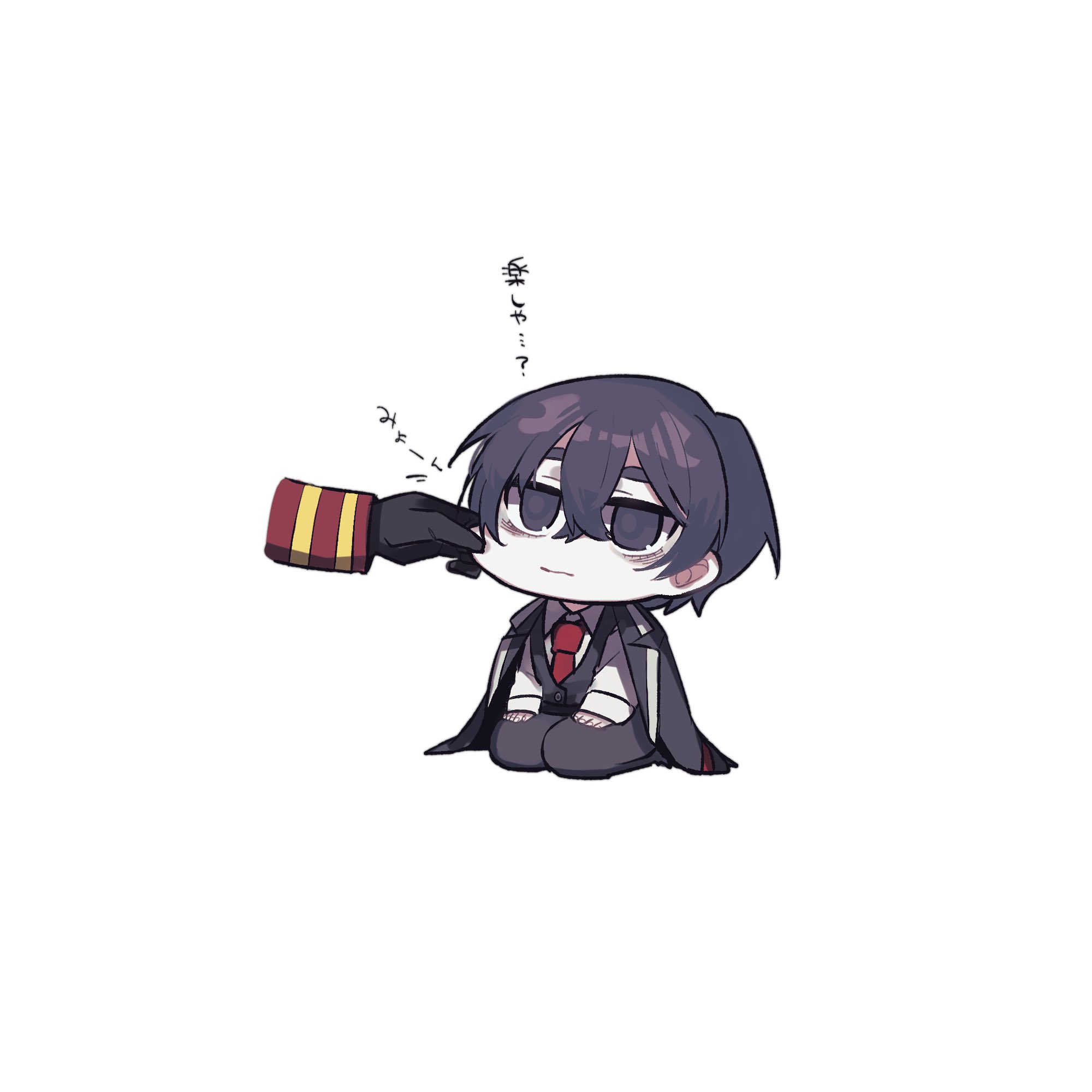 The Big ImageBoard (TBIB) - 1boy 1other black coat black eyes black gloves black hair black ...