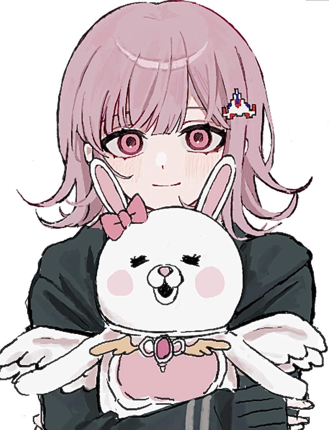 The Big ImageBoard (TBIB) - 1girl black jacket blush blush stickers bow ...