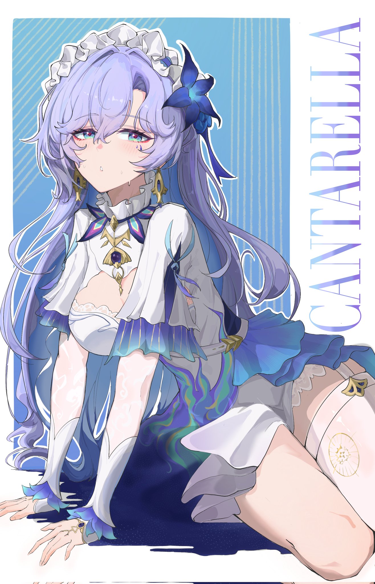 The Big ImageBoard (TBIB) - 1girl blue eyes blue flower breasts cantarella (wuthering waves ...