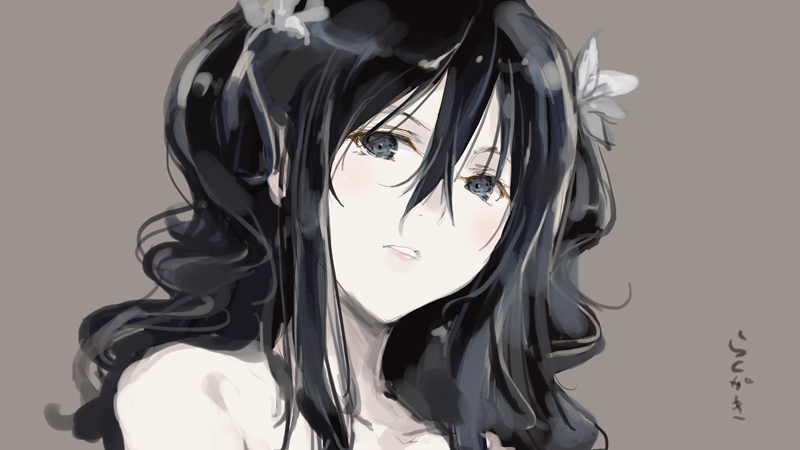 The Big ImageBoard (TBIB) - 1girl black eyes black hair eyebrows flower ...