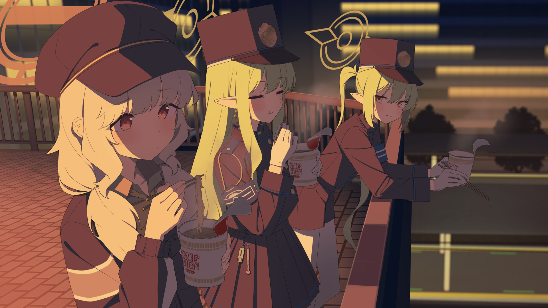 The Big ImageBoard (TBIB) - 3girls against railing aoba (blue archive ...