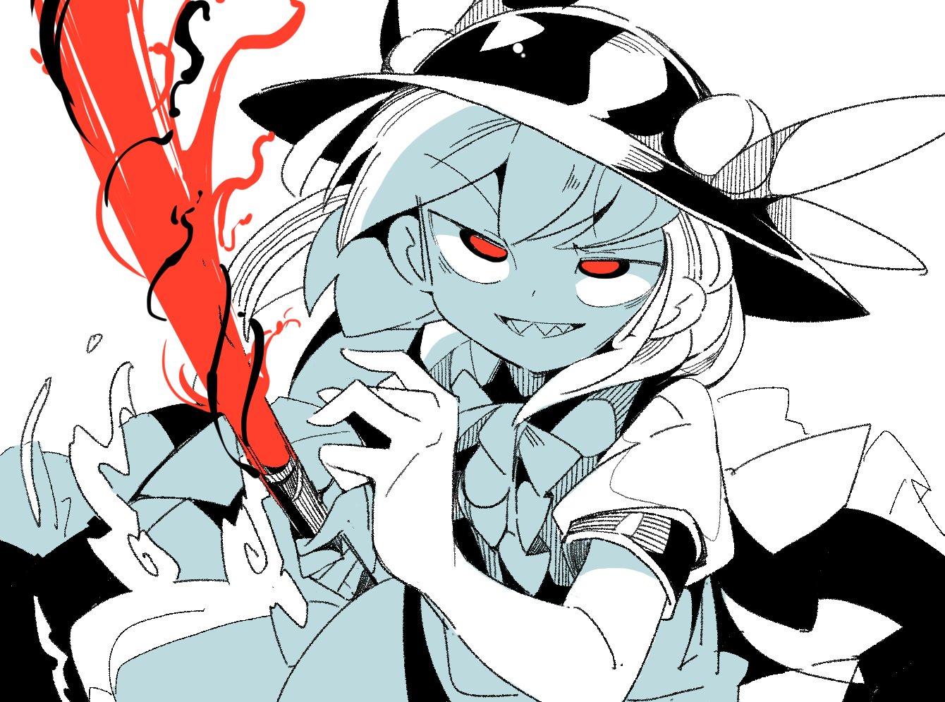 The Big ImageBoard (TBIB) - 1girl black headwear food fruit grin hand up hat hat ornament ...