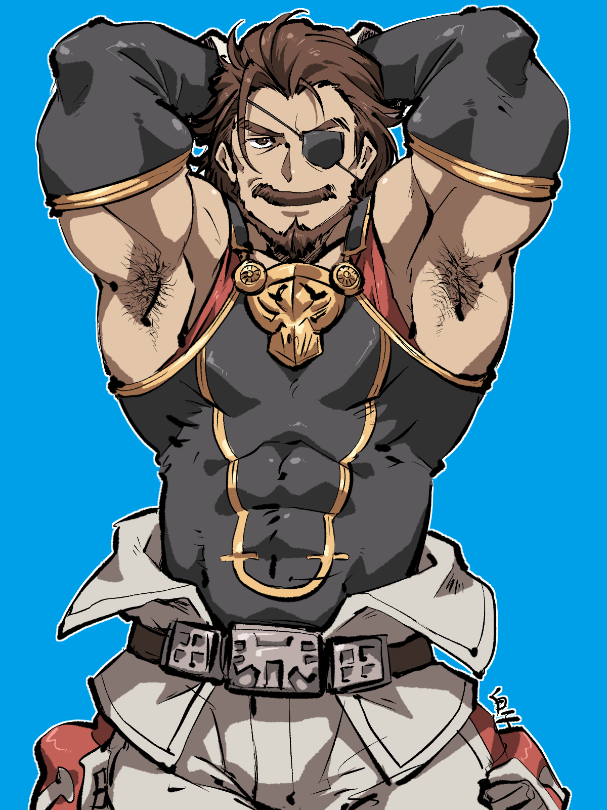 The Big ImageBoard (TBIB) - 1boy armpit hair bara beard brown hair covered abs detached sleeves ...