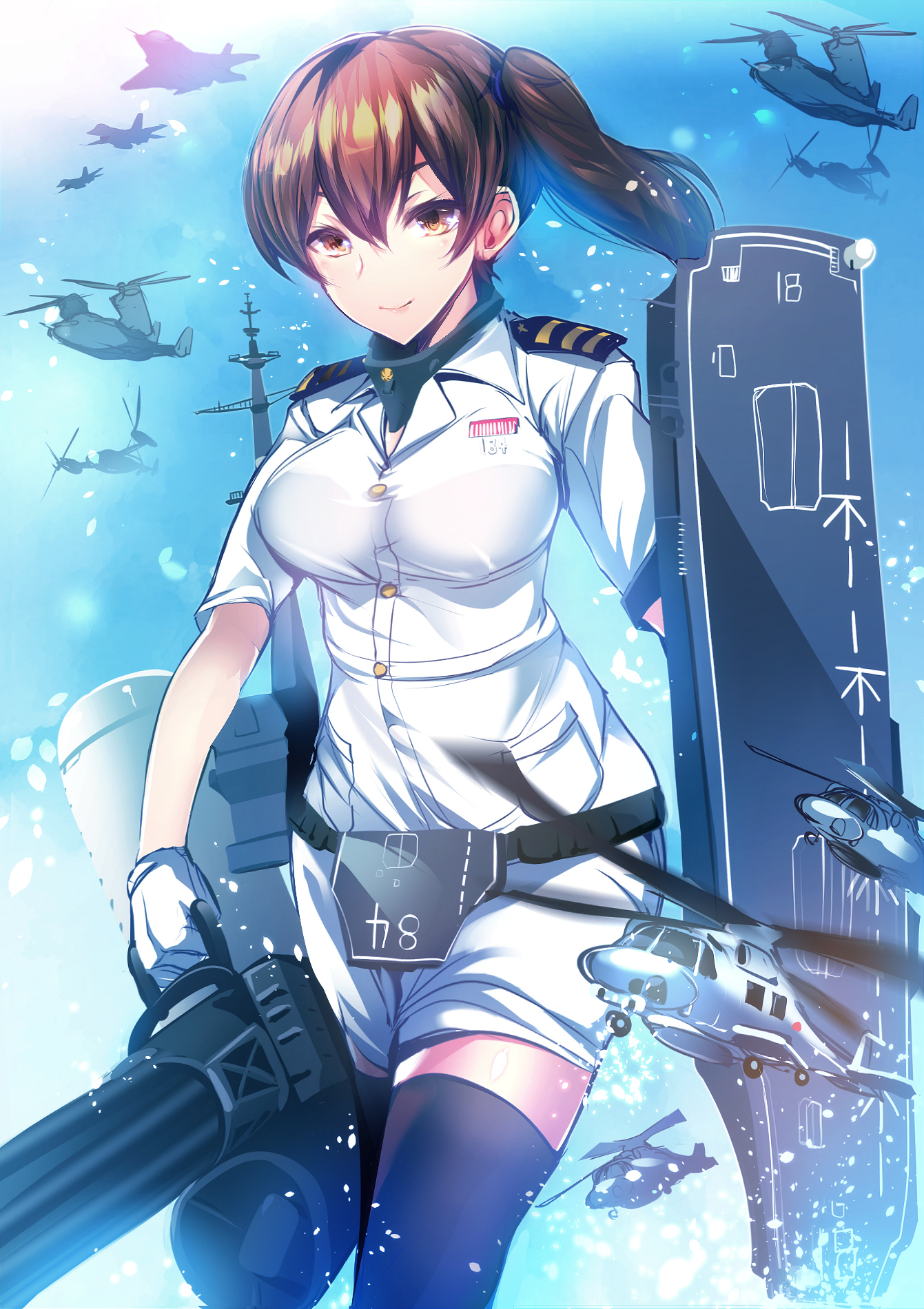 The Big ImageBoard (TBIB) - 1girl aircraft airplane black thighhighs ...