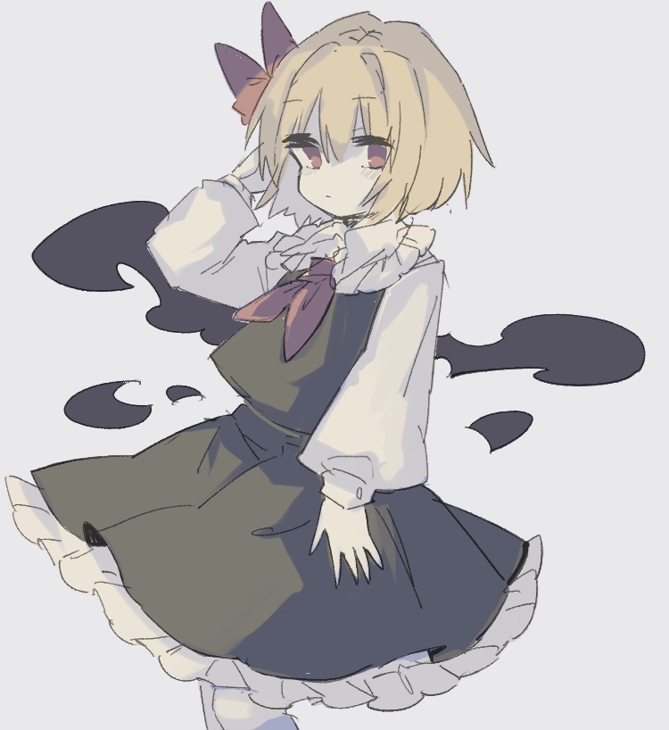 The Big ImageBoard (TBIB) - 1girl ascot bangs black dress blonde hair blush collared shirt dress ...