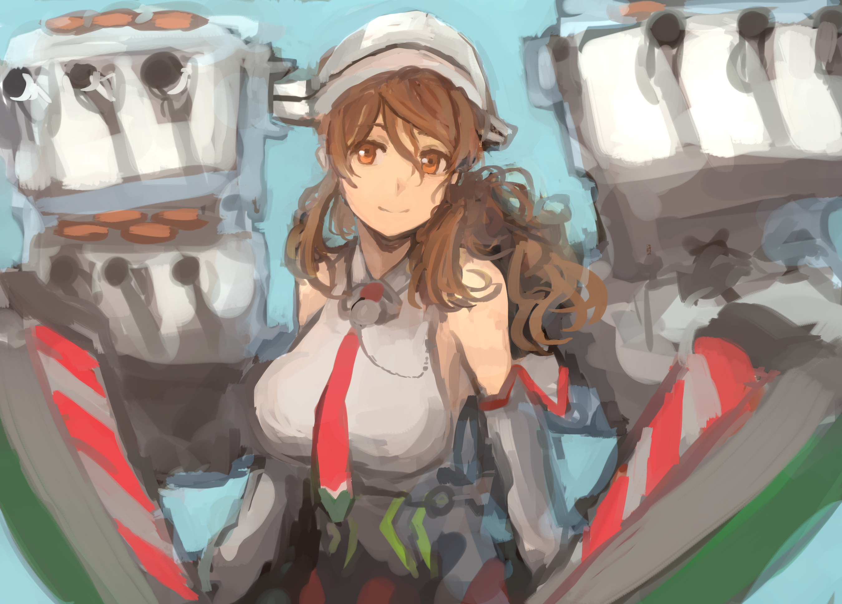 The Big Imageboard Tbib 1girl Bangs Bare Shoulders Blue Background